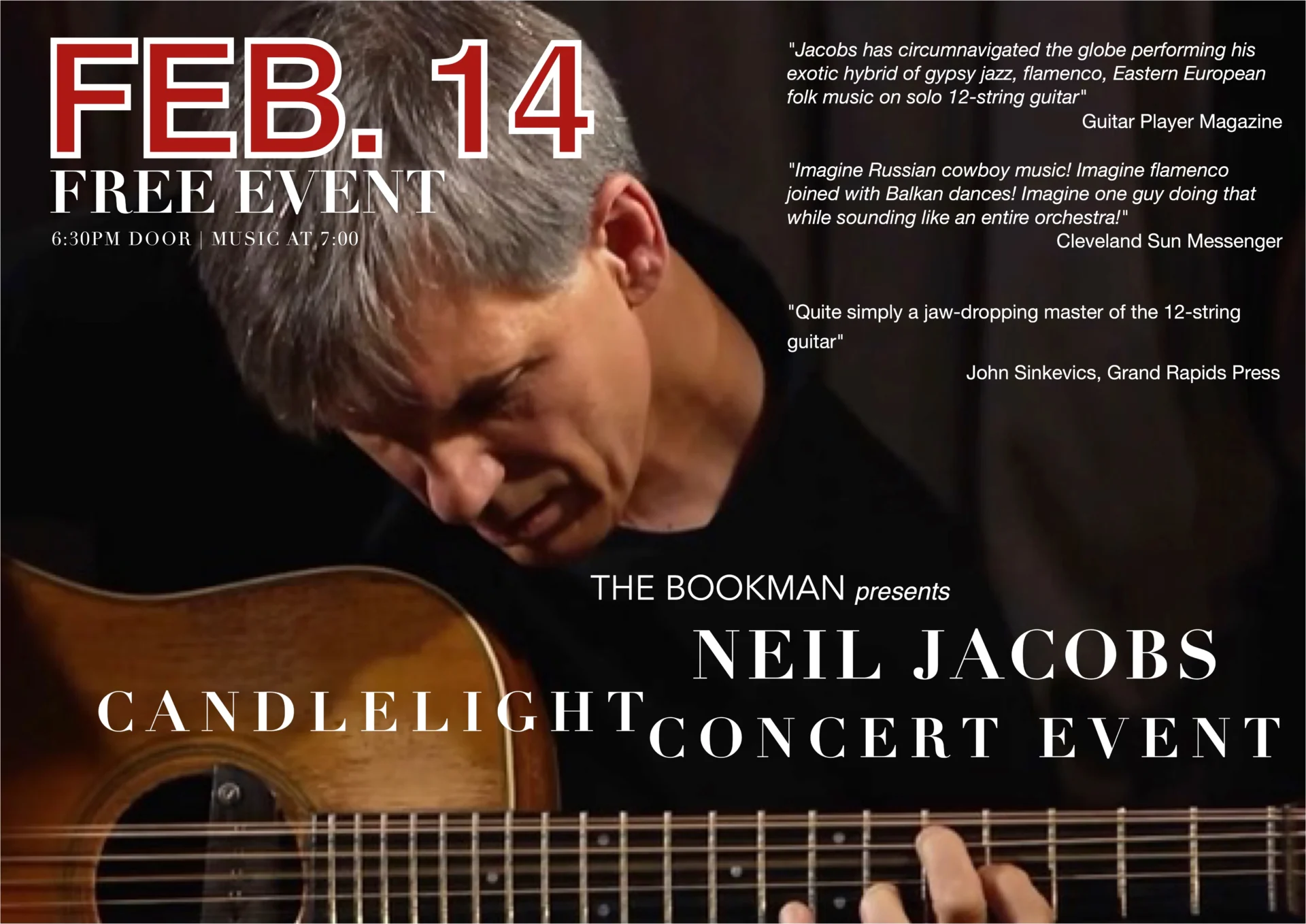 Candlelight Concert at The Bookman with Neil Jacobs - Grand Haven Area